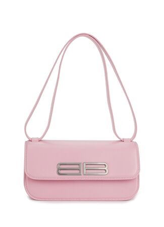 Balenciaga Kadın Pembe Logolu Deri Omuz Çantası EU