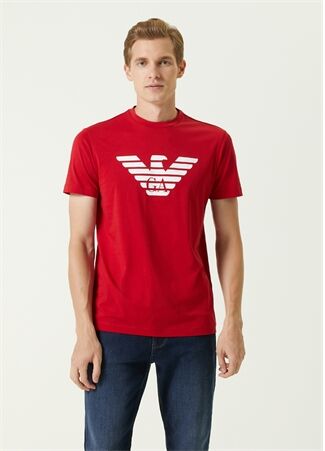 Emporio Armani Erkek Kırmızı Logo Baskılı T-shirt S EU