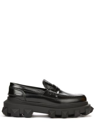Valentino Garavani Erkek Siyah Deri Loafer 40 EU