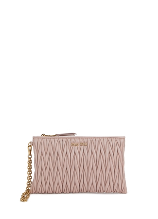 Miu Kadın Nude Örgü Dokulu Deri El Portföyü Pembe EU Miu Kadın Nude Örgü Dokulu Deri El Portföyü Pembe EU