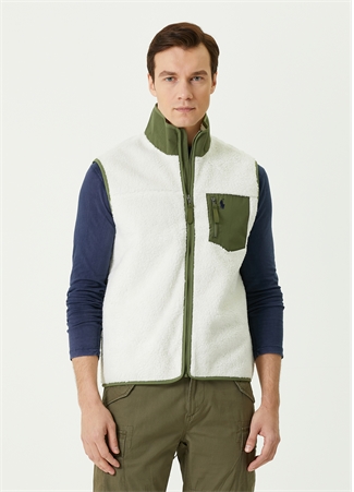 Polo Ralph Lauren Erkek Ekru Garnili Cepli Dış Yelek Bej S EU