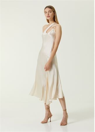 Cult Gaia Kadın Krem Asimetrik Midi İpek Kokteyl Elbise Bej S EU Cult Gaia Kadın Krem Asimetrik Midi İpek Kokteyl Elbise Bej S EU