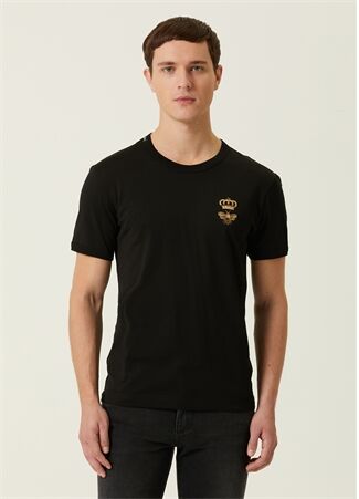 Dolce&Gabbana Erkek Siyah Logo Detaylı T-shirt 44 IT
