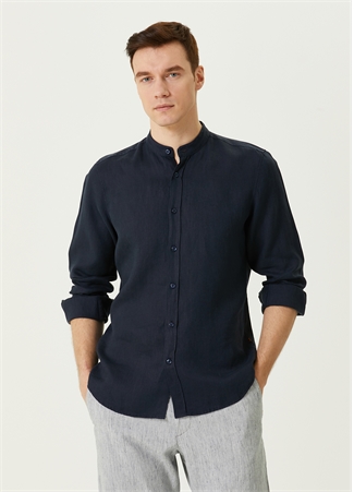 Boss Erkek Regular Fit Lacivert Keten Gömlek M Eu