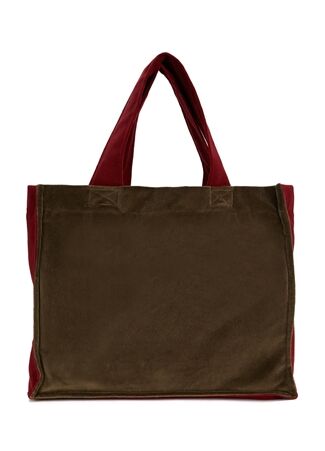 Samsara Kadın Kahverengi Kadife Alışveriş Çantası Bej EU