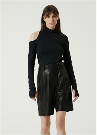 Helmut Lang Kadın Siyah Asimetrik Dekolteli Triko M/L EU