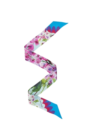 Dolce&Gabbana Kadın Mavi Çiçek Desenli İpek Fular EU