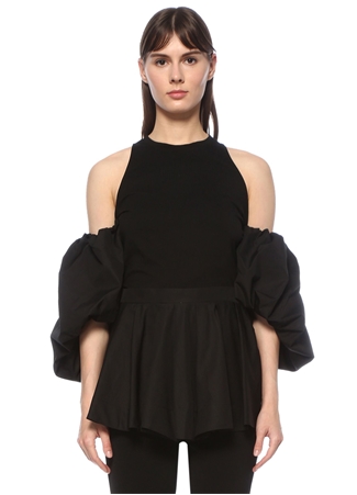 Alexander McQueen Kadın Siyah Halter Yaka Fırfır Detaylı T-shirt 38 IT Alexander McQueen Kadın Siyah Halter Yaka Fırfır Detaylı T-shirt 38 IT