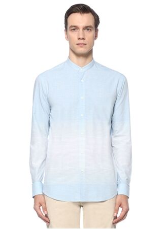 Pal Zileri Erkek Mavi Hakim Yaka Çizgi Desenli Gömlek 4 IT