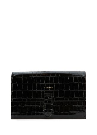 Beymen Kadın Siyah Krokodil Dokulu Deri Seyahat Cüzdanı EU