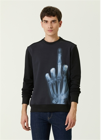 Limitato Erkek Siyah Figür Baskılı Sweatshirt S EU Limitato Erkek Siyah Figür Baskılı Sweatshirt S EU