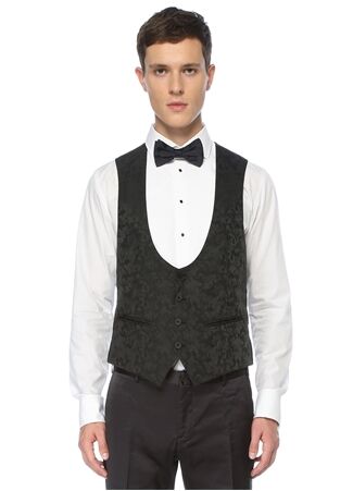 Palzileri Lab Erkek Siyah U Yaka Desenli Yelek 46 IT