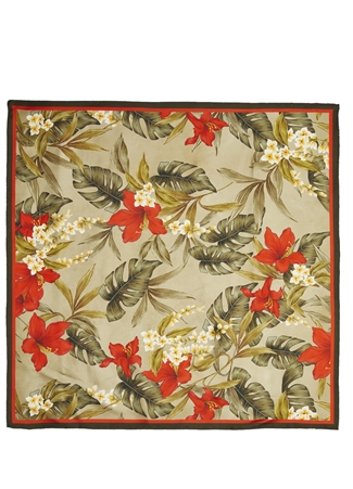Beymen Club Kadın Haki Hawaii Desenli 90x90 cm İpek Eşarp EU Beymen Club Kadın Haki Hawaii Desenli 90x90 cm İpek Eşarp EU