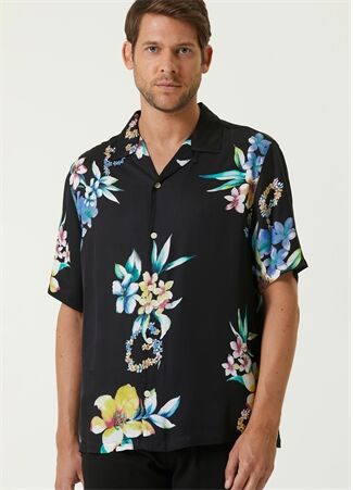 Allsaints Erkek Hana Siyah Çiçek Desenli Gömlek S EU Allsaints Erkek Hana Siyah Çiçek Desenli Gömlek S EU