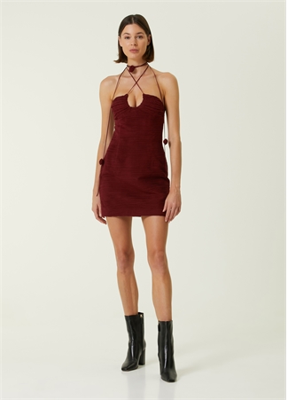 Magda Butrym Kadın Bordo İnce Askılı Mini İpek Elbise 36 FR Magda Butrym Kadın Bordo İnce Askılı Mini İpek Elbise 36 FR