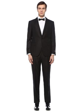 Pal Zileri Erkek Siyah Şal Yaka Dokulu Yün Takım Elbise 50 IT