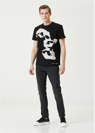 Alexander McQueen Erkek Gri Logolu Jean Pantolon Siyah 52 IT Alexander McQueen Erkek Gri Logolu Jean Pantolon Siyah 52 IT