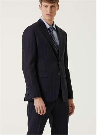 Beymen Collection Erkek Drop 7 Lacivert Çizgi Desenli Yün Takım Elbise 54 IT Beymen Collection Erkek Drop 7 Lacivert Çizgi Desenli Yün Takım Elbise 54 IT