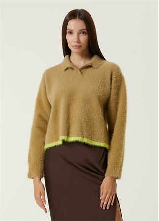 Jacquemus Kadın Bej Polo Yaka Dokulu Kazak 34