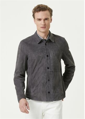 Beymen Club Erkek Gri Tek Cepli Süet Gömlek S