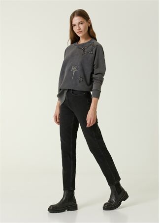 Beymen Club Kadın 90s Straight Fit Antrasit Jean Pantolon Gri 25