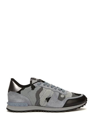 Valentino Garavani Erkek Gri Kamuflaj Desenli Deri Sneaker Beyaz 42 EU Valentino Garavani Erkek Gri Kamuflaj Desenli Deri Sneaker Beyaz 42 EU