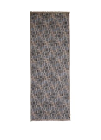 Pal Zileri Erkek Kahverengi Geometrik Desenli Yün Atkı EU