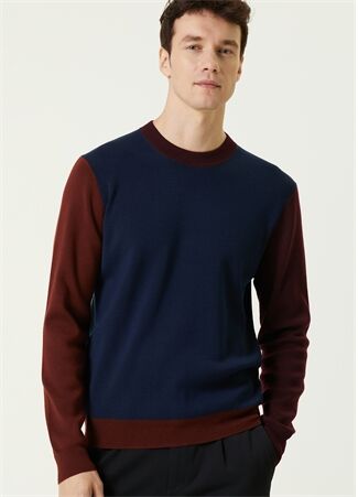 Paul Smith Erkek Lacivert Bordo Yün Kazak L EU