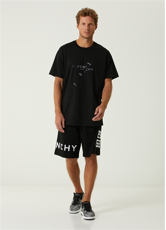 Givenchy Erkek Siyah Beyaz Logo Baskılı Bermuda L EU Givenchy Erkek Siyah Beyaz Logo Baskılı Bermuda L EU