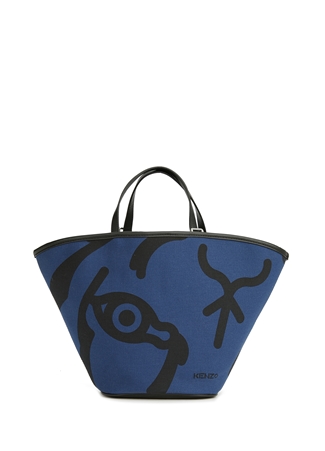 Kenzo Kadın Lacivert Logo Baskılı Deri Çanta EU Kenzo Kadın Lacivert Logo Baskılı Deri Çanta EU