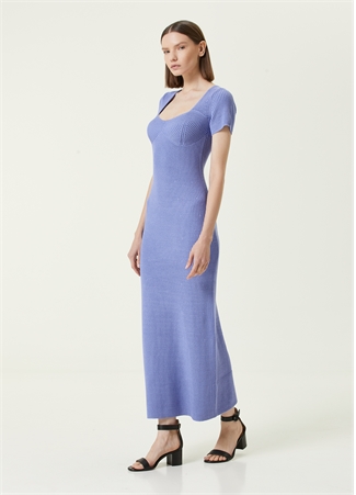 Staud Kadın Lila Maksi Triko Elbise Mor S EU