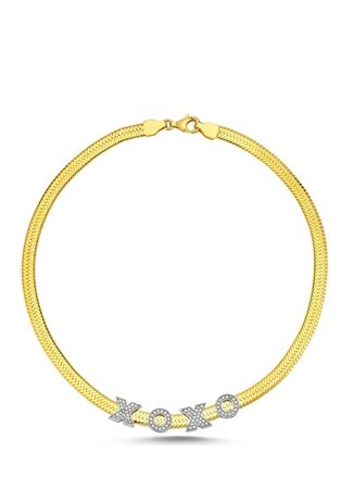 Mers Kadın XOXO Detaylı Gümüş Rengi Yassı Zincir Kolye EU Mers Kadın XOXO Detaylı Gümüş Rengi Yassı Zincir Kolye EU