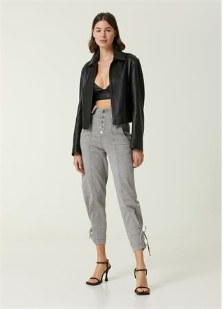 Muse For All Kadın Thora Gri Paçası Bağcıklı Jean Pantolon 34 EU