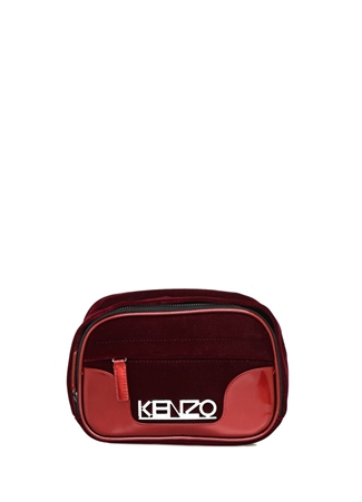 Kenzo Kadın Kırmızı Logolu Kadife Bel Çantası EU Kenzo Kadın Kırmızı Logolu Kadife Bel Çantası EU