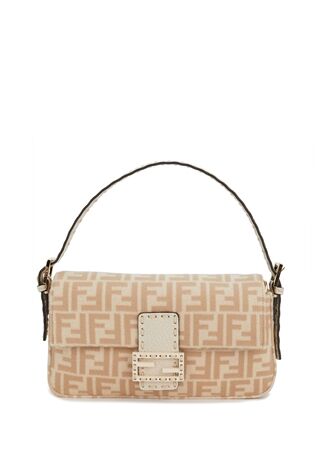 Fendi Kadın Bej Logo Desenli Çanta EU