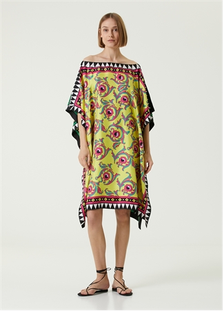 La Doublej Kadın Sarı Pembe Desenli Midi İpek Plaj Elbisesi XS/S EU La Doublej Kadın Sarı Pembe Desenli Midi İpek Plaj Elbisesi XS/S EU