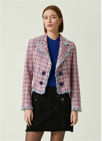 Beymen Club Kadın Mavi Taşlı Düğmeli Kısa Tweed Ceket 36 Beymen Club Kadın Mavi Taşlı Düğmeli Kısa Tweed Ceket 36