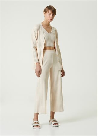 Beymen Club Kadın Bej Ribli Triko Pantolon XS