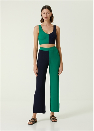 Staud Kadın Lacivert Yeşil Bloklu Triko Pantolon S EU Staud Kadın Lacivert Yeşil Bloklu Triko Pantolon S EU