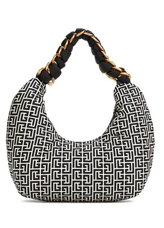 Balmain Kadın Siyah Beyaz Desenli El Çantası EU