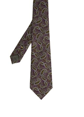 Canali Erkek Mor Mikro Etnik Desenli İpek Kravat EU