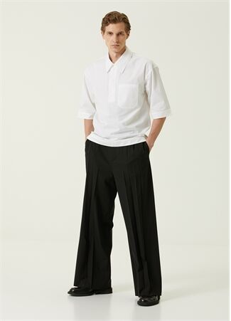 Valentino Erkek Siyah Pilili Bol Paça Pantolon 46 IT