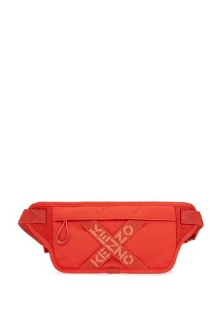 Kenzo Kadın Pembe Çapraz Logo Baskılı Bel Çantası Kırmızı EU