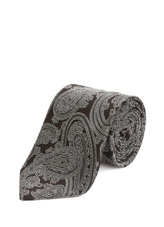 Beymen Collection Erkek Siyah Şal Desenli İpek Kravat EU IT
