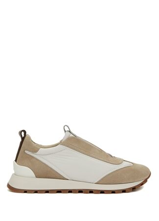 Brunello Cucinelli Kadın Bej Zincir Şeritli Süet Sneaker 36 EU