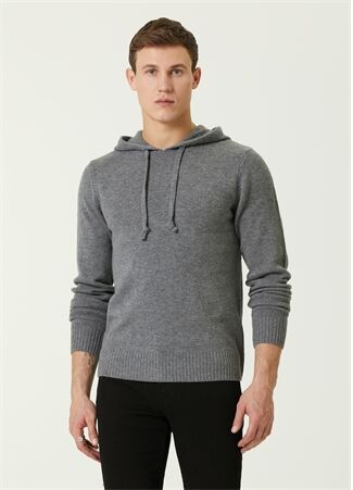 Sandro Erkek Gri Kapüşonlu Yün Kazak L EU Sandro Erkek Gri Kapüşonlu Yün Kazak L EU
