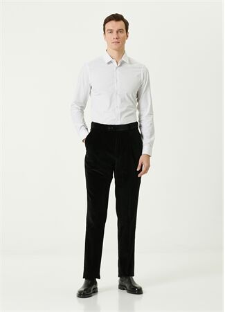 Pal Zileri Erkek Siyah Pilili Kadife Pantolon 48 IT