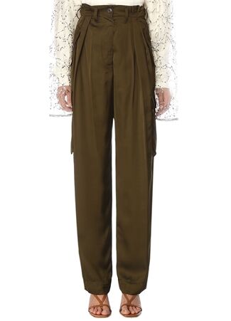 Dries Van Noten Kadın Haki Beli Büzgülü Kargo Pantolon 36 FR