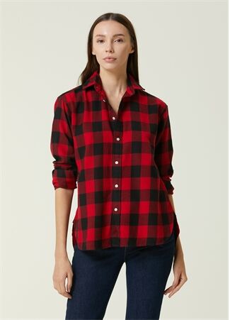 Polo Ralph Lauren Kadın Relaxed Fit Kırmızı Siyah Kareli Gömlek 6 US