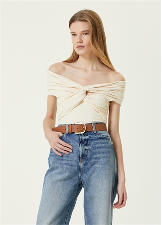 Khaite Kadın Krem Düşük Omuzlu Body Bej XS EU